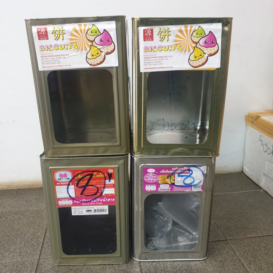 Empty biscuit tins(Glass display) price is for each tin., Everything ...