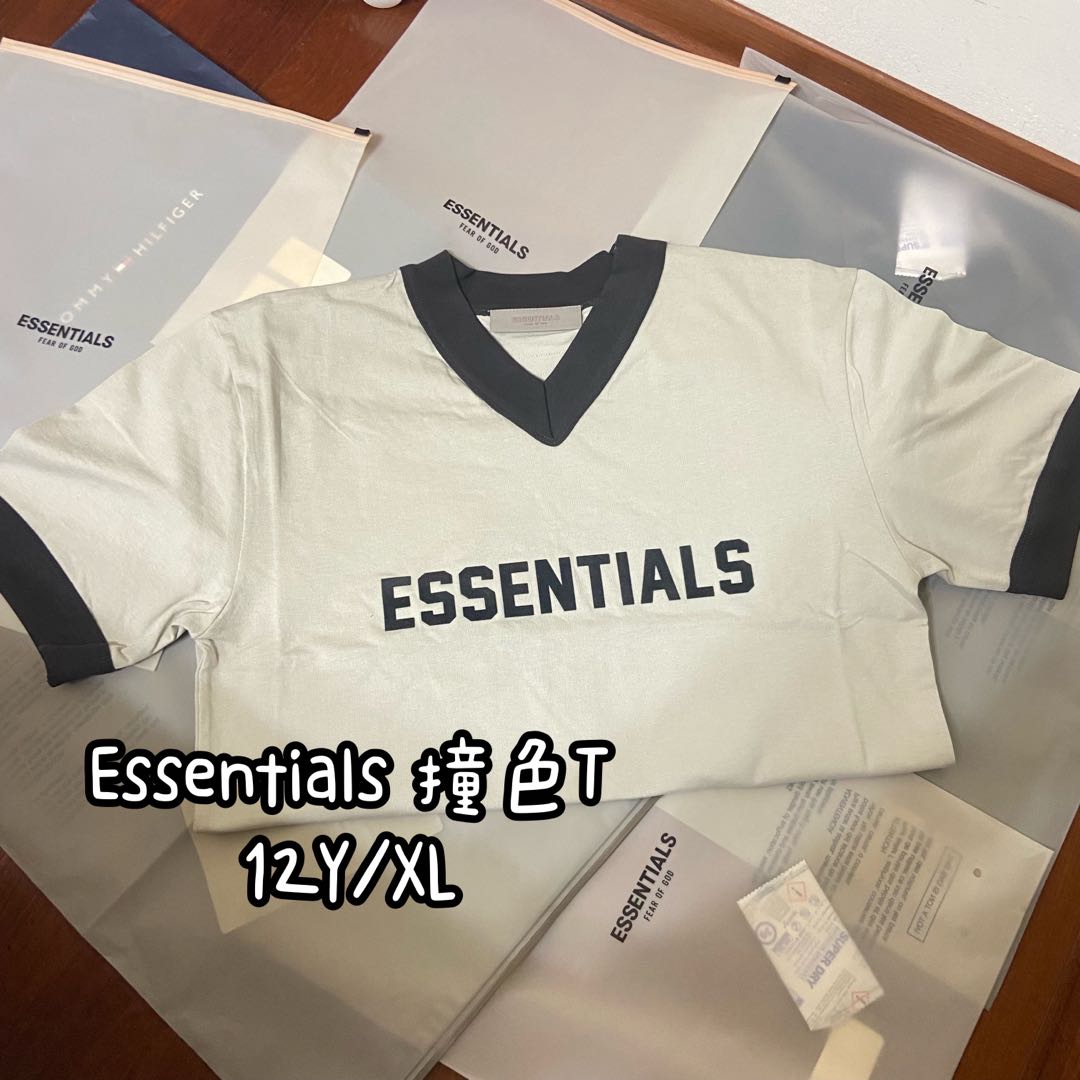 全新(附尺寸）Essentials2022春夏撞色大Logo T, 她的時尚, 上衣, 長袖上衣在旋轉拍賣