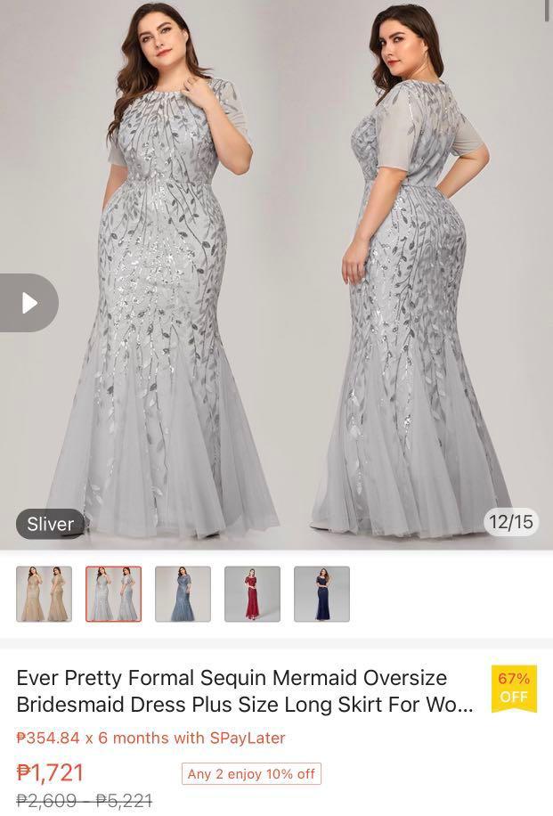 Light Gray: Evening Gown / Ninang Gown /Mesh Gown, Women's Fashion ...