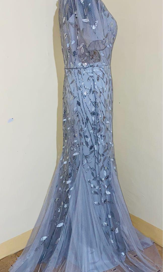 Light Gray: Evening Gown / Ninang Gown /Mesh Gown, Women's Fashion ...