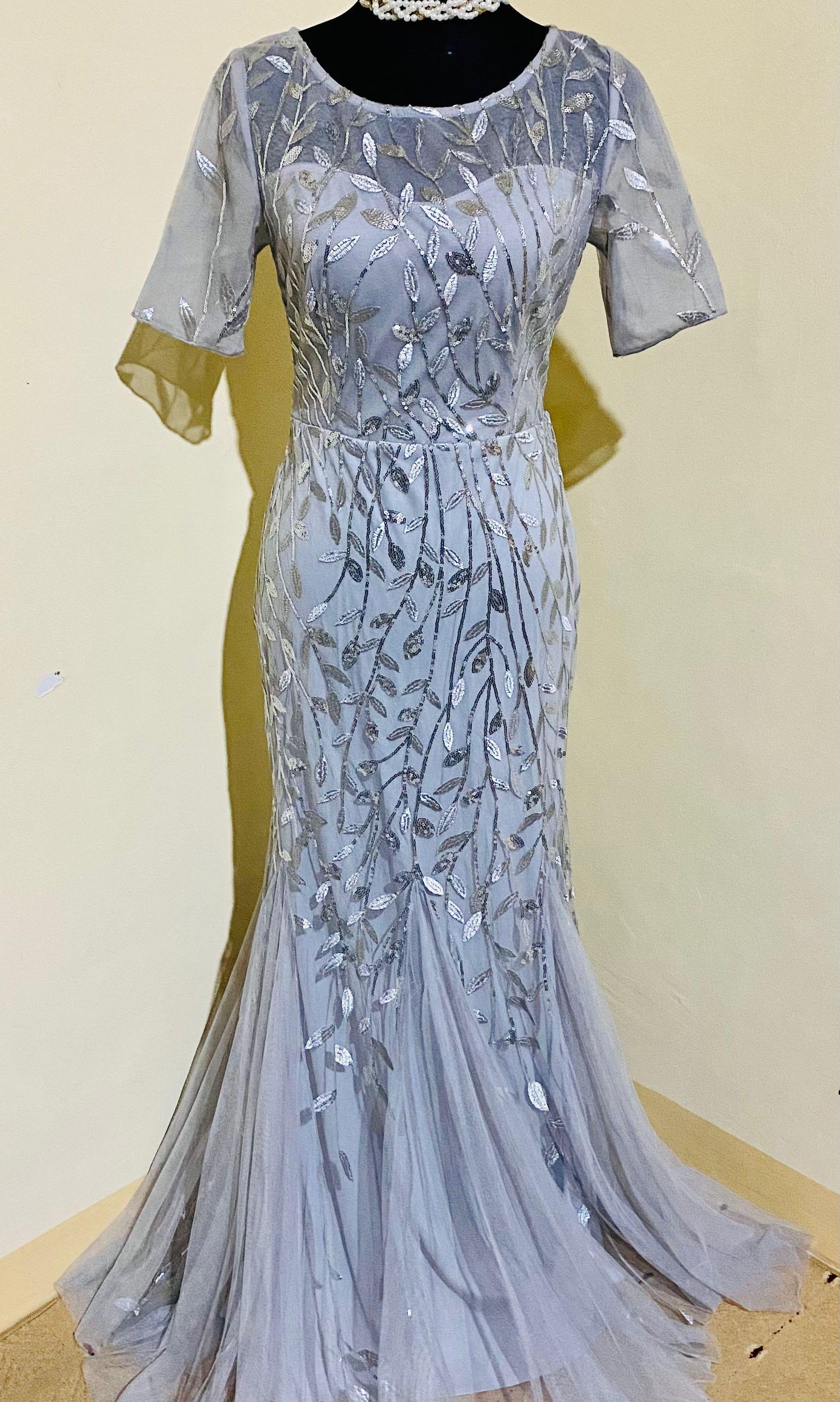 Light Gray: Evening Gown / Ninang Gown /Mesh Gown, Women's Fashion ...