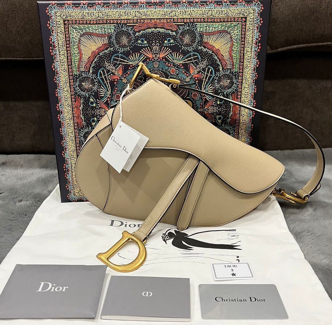 Fast Sale Like New Dior Saddle Medium Beige Goat Leather Ghw ( limited ...