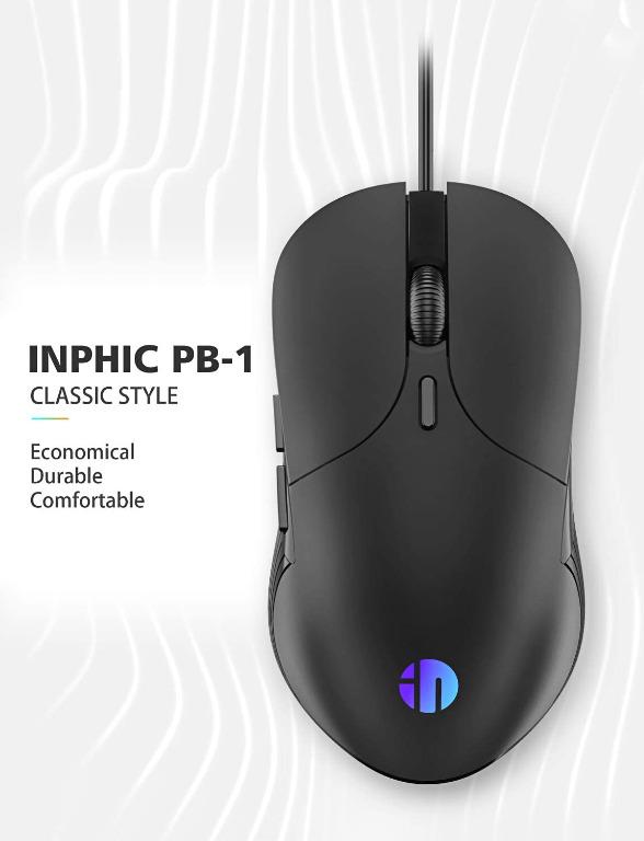 INPHIC PB1 Wired Gaming Mouse [4800 DPI] [RGB Breathing Light] [Silent ...