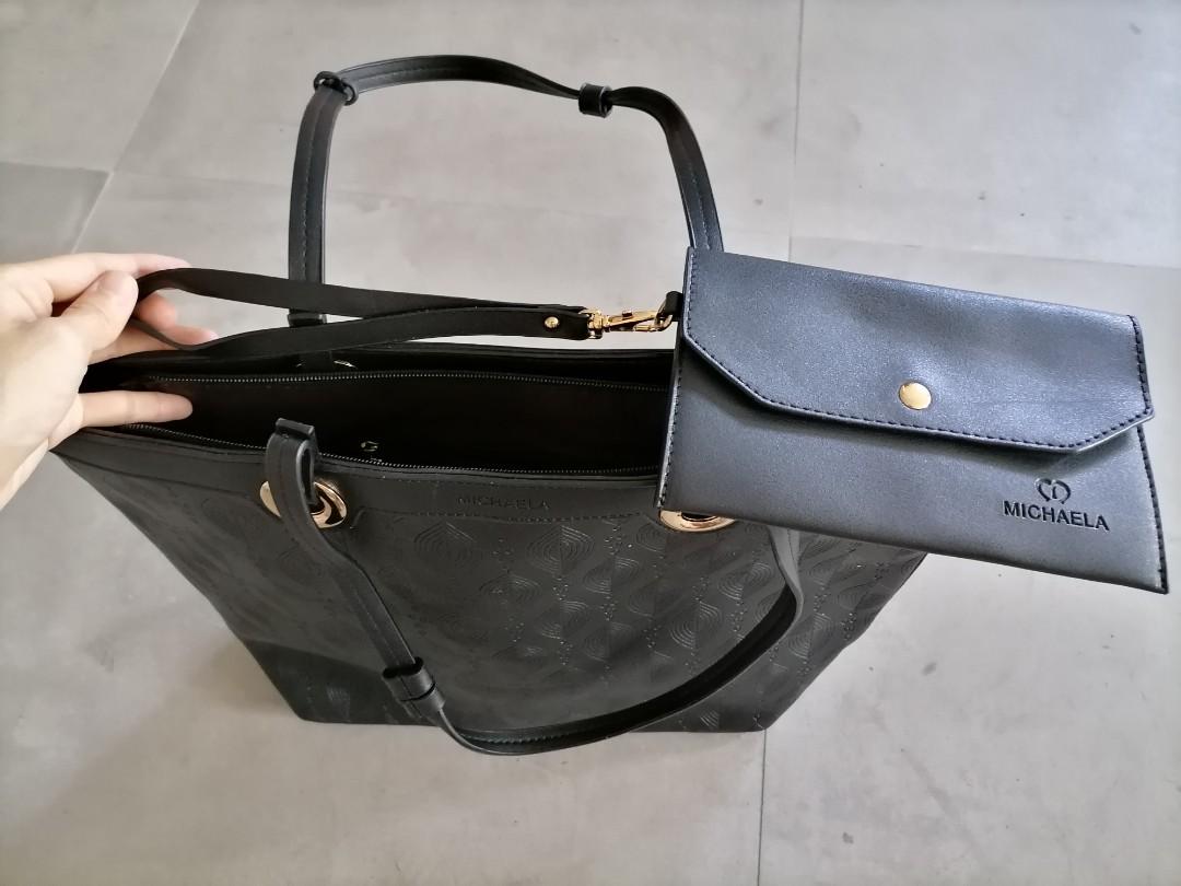 Michaela tote bag with pouch, Women's Fashion, Bags & Wallets, Tote ...