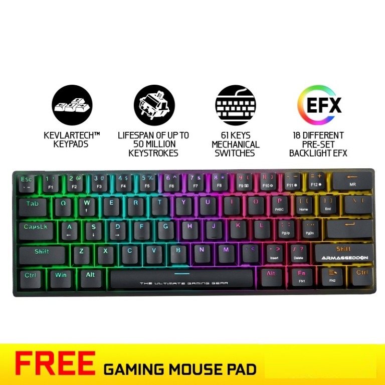 MKA-61C Psychstarling 61 Keys Mechanical RGB Gaming Keyboard ...