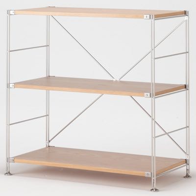Muji shelf STAINLESS UNIT SHELF OAK SHELF, Furniture & Home Living ...