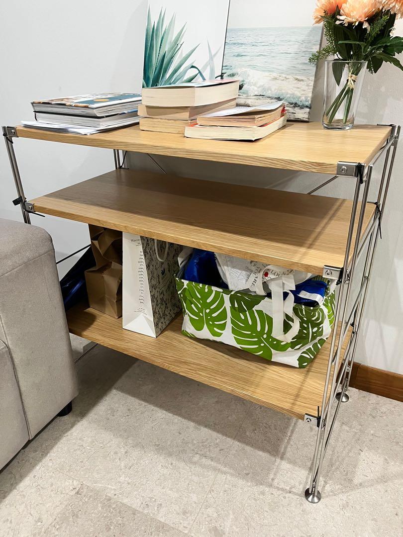 Muji shelf STAINLESS UNIT SHELF OAK SHELF, Furniture & Home Living ...