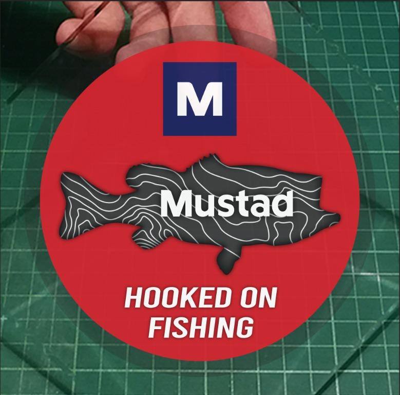 Mustad Hooked on Fishing . Static Cling Car Decals . 11cm diameter ...