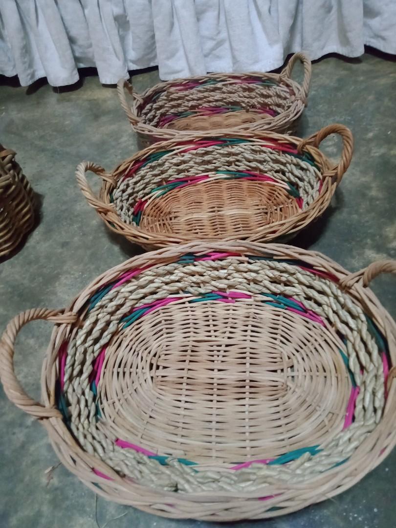 (Set of 2)Oval Native fruit basket with handle, Food & Drinks, Gift ...