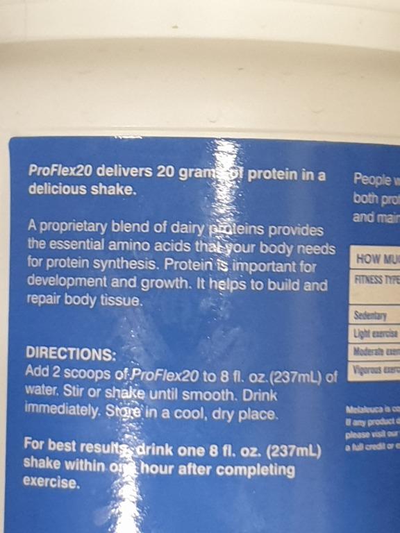 ProFlex20 Protein Shake Mix, Health & Nutrition, Health Supplements ...
