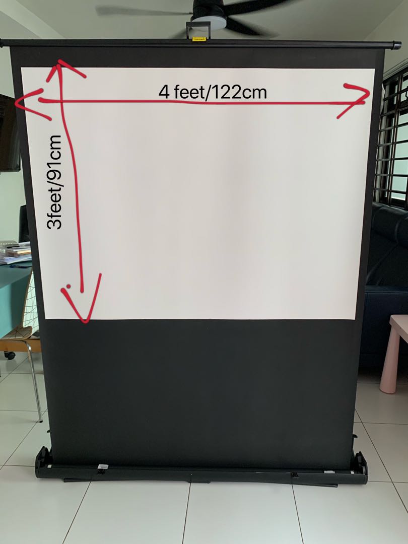 Projector screen floor up self standing screen 91x 122cm, TV & Home ...