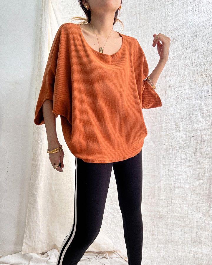 Soft knit rust top, Women's Fashion, Tops, Blouses on Carousell