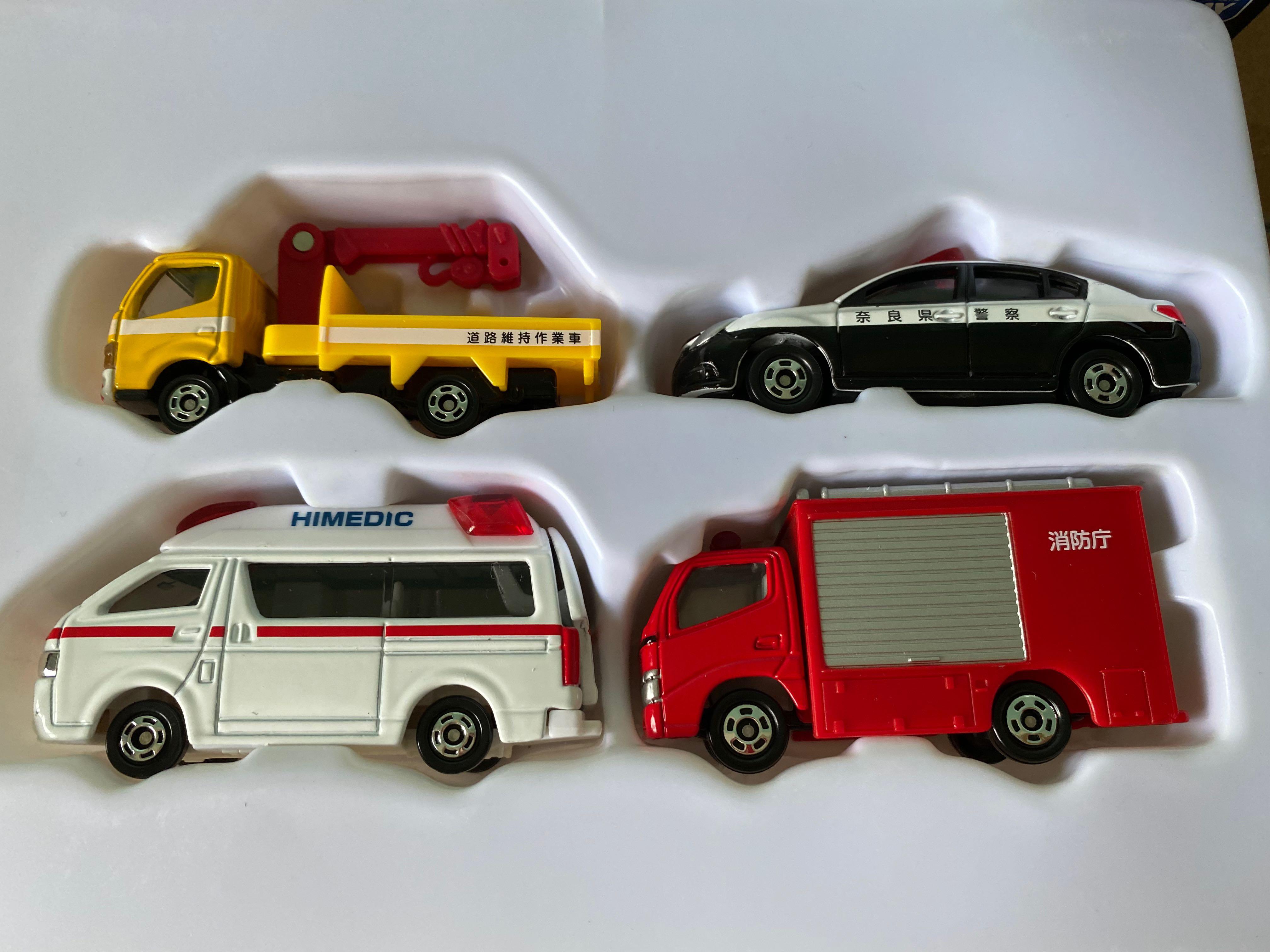 Tomica emergency vehicles set (police car, ambulance, fire truck, lorry ...