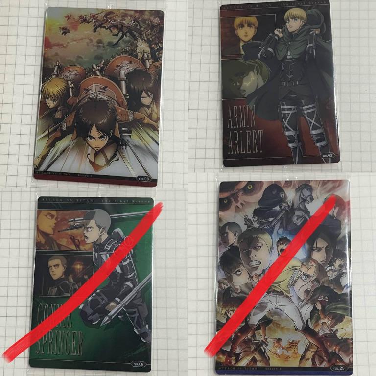 updated!! WTS aot attack on titan wafer cards, Hobbies & Toys ...