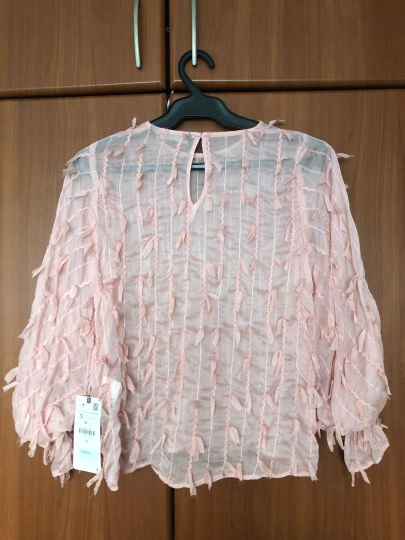 Zara Pink Sheer Top, Women's Fashion, Tops, Blouses on Carousell