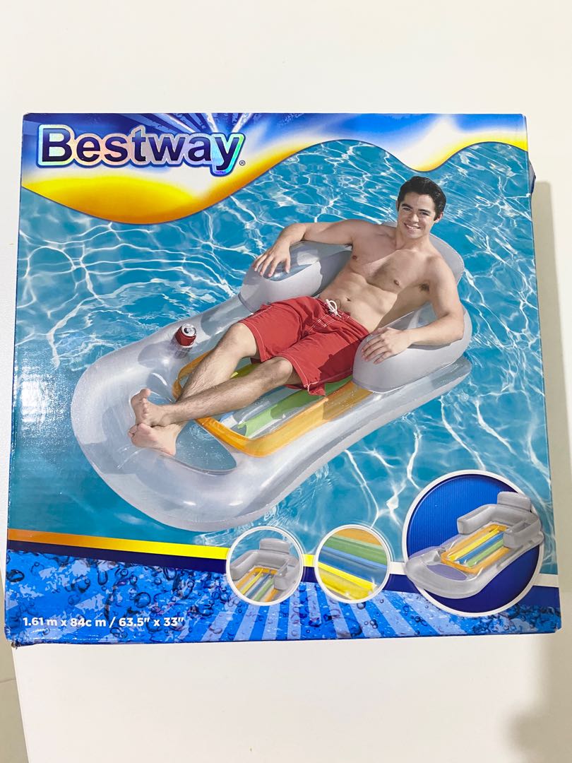 Bestway Inflatable Pool Float Raft with Headrest, Hobbies & Toys, Toys ...