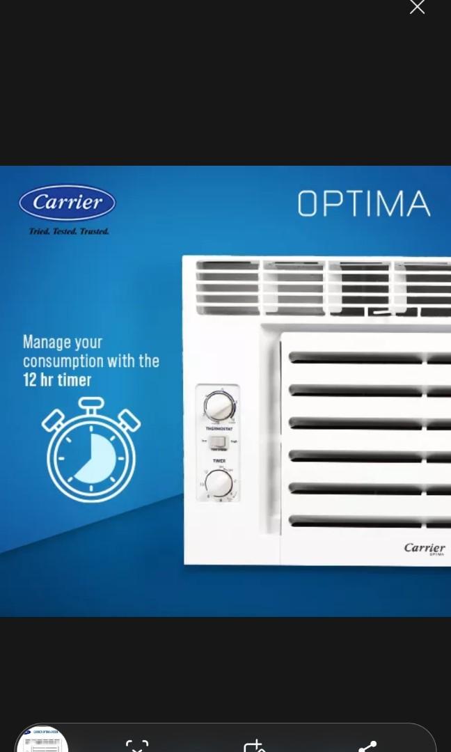 Carrier Window Type Aircon 1HP with timer, TV & Home Appliances, Air ...
