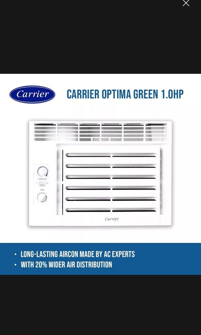 Carrier Window Type Aircon 1HP with timer, TV & Home Appliances, Air ...