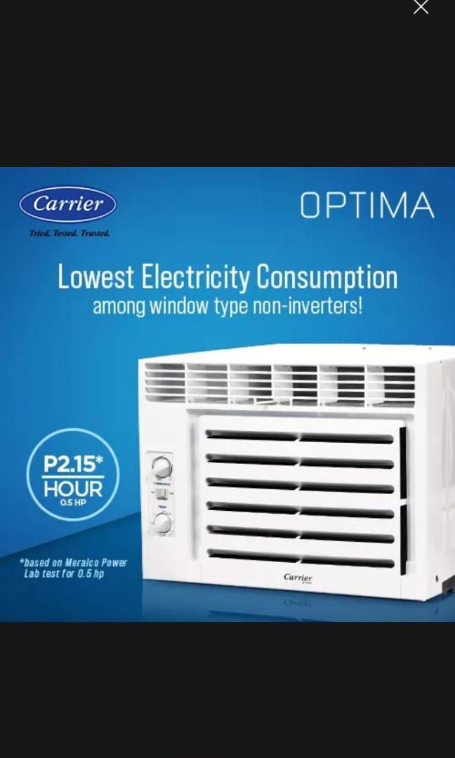 Carrier Window Type Aircon 1HP with timer, TV & Home Appliances, Air ...