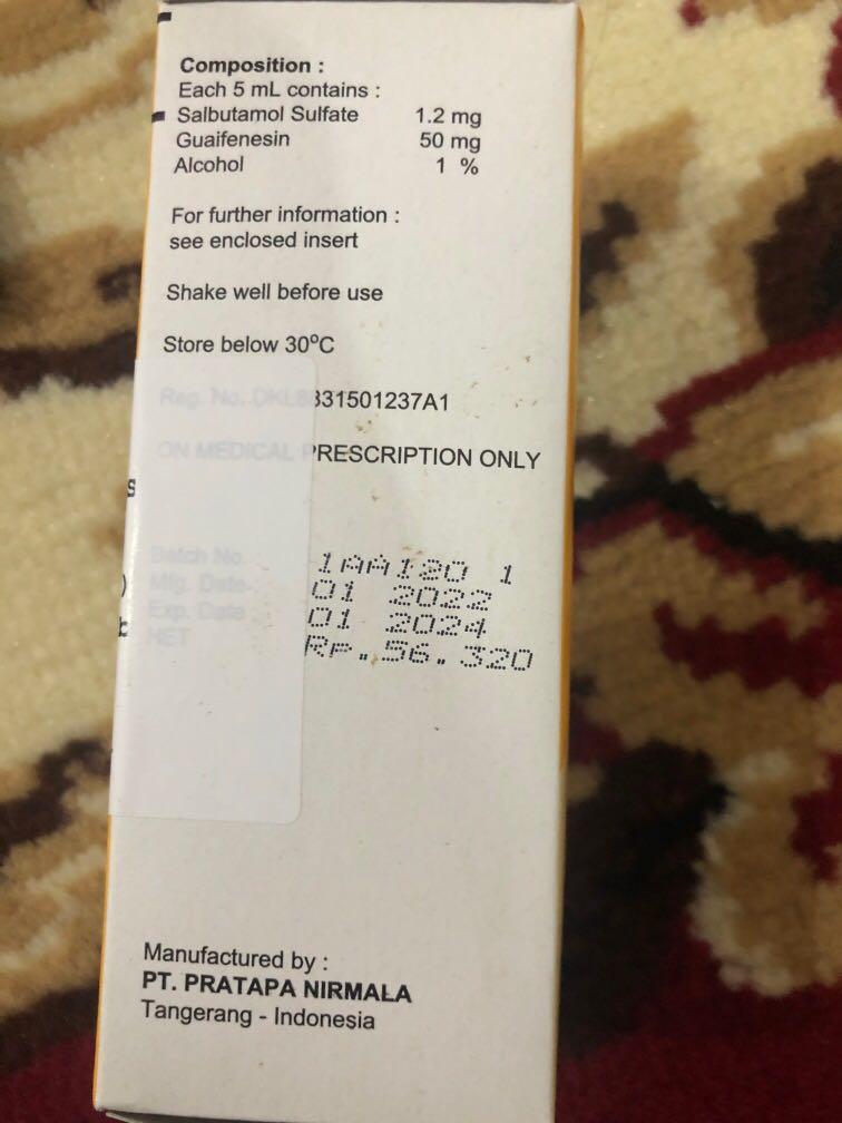 Fartolin Expectorant Syrup 100ml (Obat Batuk), Bayi & Anak, Lainnya di ...