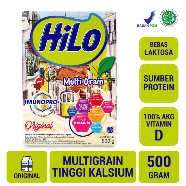 HiLo Multi Grain Susu High Calcium Milk Tanpa Laktosa Lactose Free 500 ...