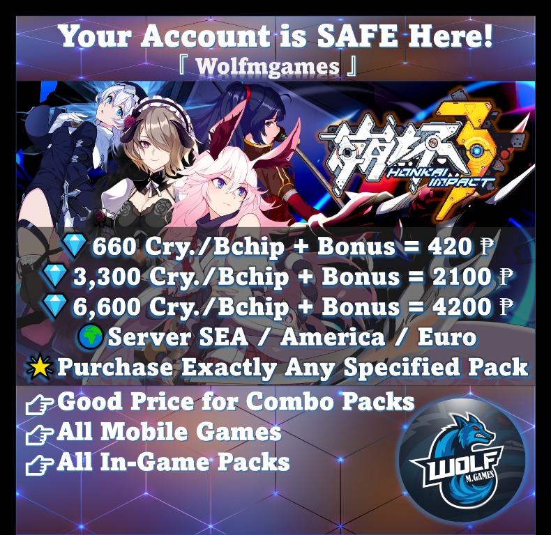 [LEGAL] Honkai Impact 3rd Crystal/Bchip Top Up - SEA/America/Euro ...