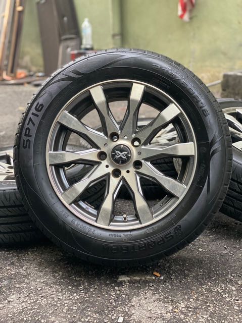 Movevic 16 inch sports rim Exora tyre 70%, Auto Accessories on Carousell
