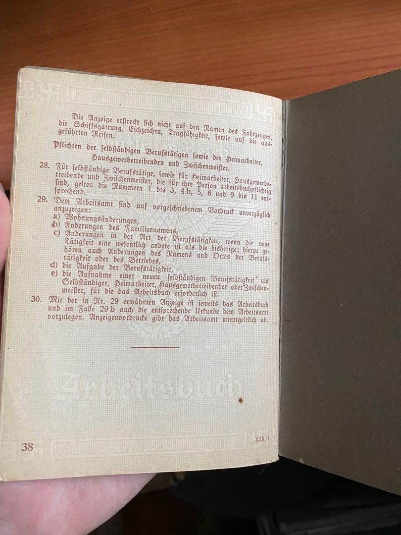Original WW2 German Arbeitsbuch identity document , Hobbies & Toys, Memorabilia & Collectibles ...