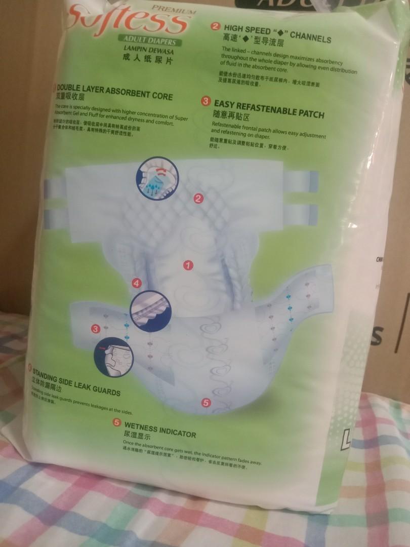 Premium Softess L Size Pampers, Health & Nutrition, Assistive ...