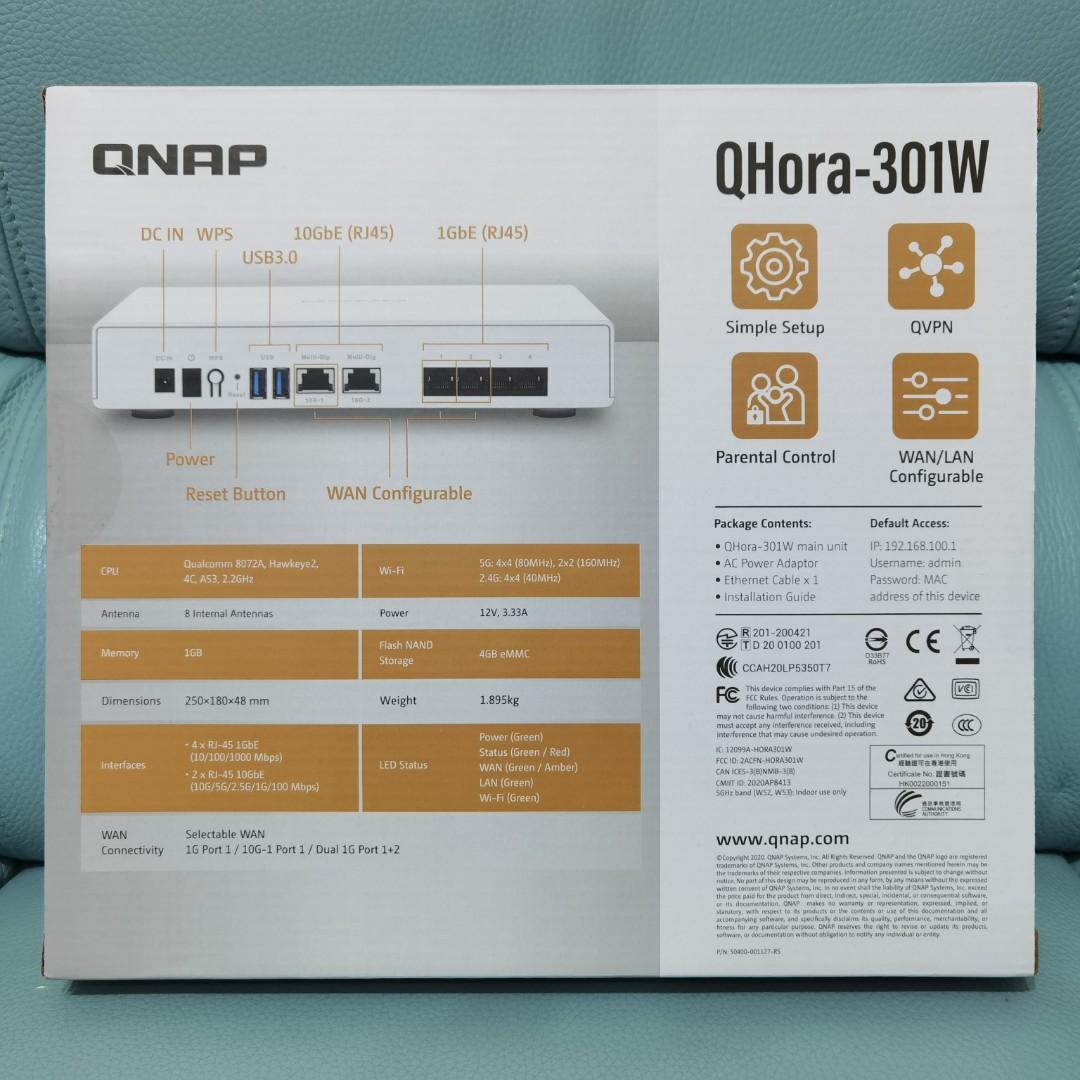 QNAP QHORA-301W 雙 10GbE SD-WAN AX3600 Dual-bank Wi-Fi 6 Router 雙頻無線路由器 ...