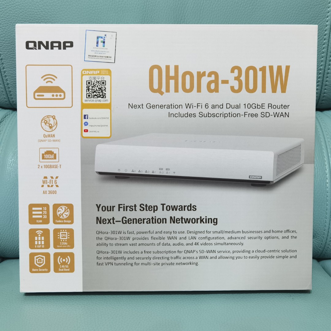 QNAP QHORA-301W 雙 10GbE SD-WAN AX3600 Dual-bank Wi-Fi 6 Router 雙頻無線路由器 ...