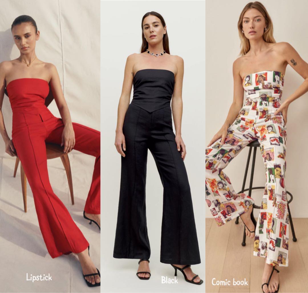 Reformation Dillon linen tube top authentic, red lipstick, black,popart ...