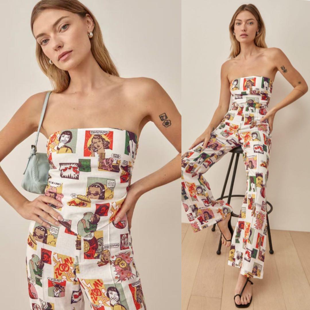 Reformation Dillon linen tube top authentic, red lipstick, black,popart ...