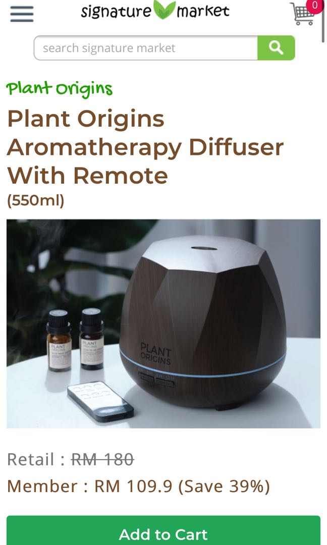 Plant Origins Aromatherapy Diffuser With Remote (550ml), TV & Home ...