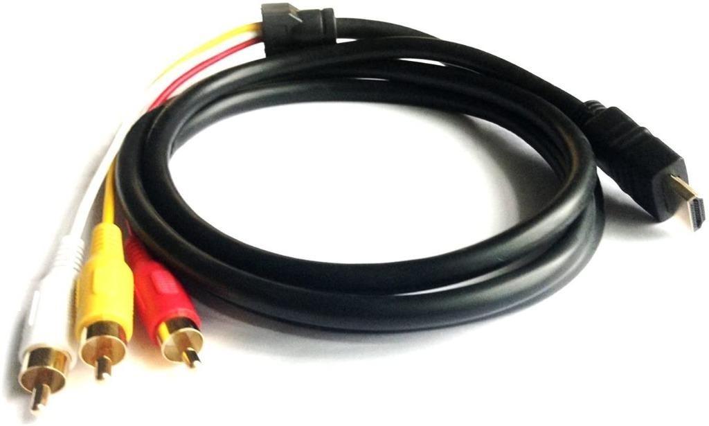 SJ203 HDMI to RCA Cable, HDMI Male to 3RCA AV Composite Male M/M Connector Adapter Cable Cord ...