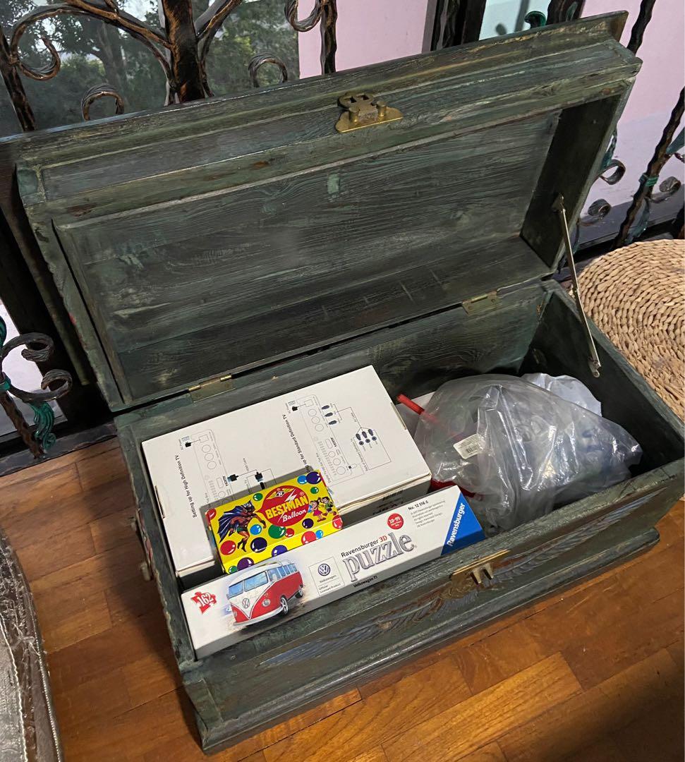 Solid Wooden Chest (Army Green), Furniture & Home Living, Furniture ...