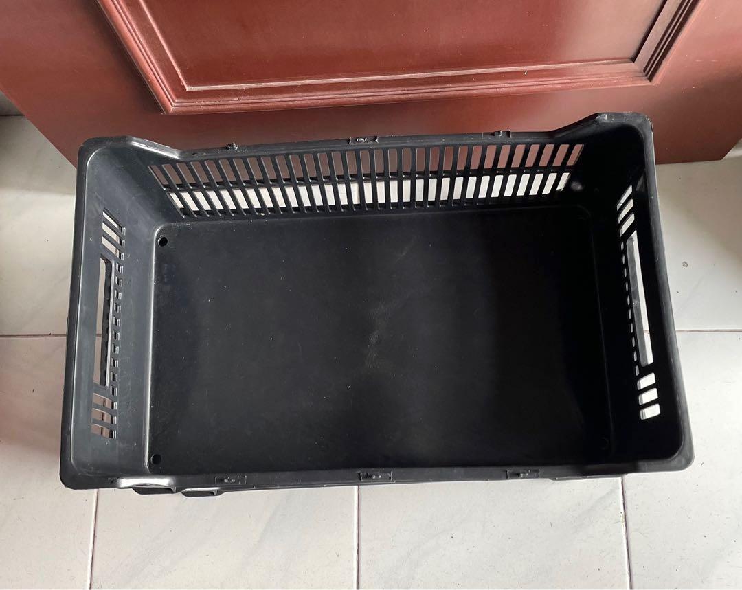 Stackable Plastic Crates Storage Baskets 2-tier Storage Box black color ...