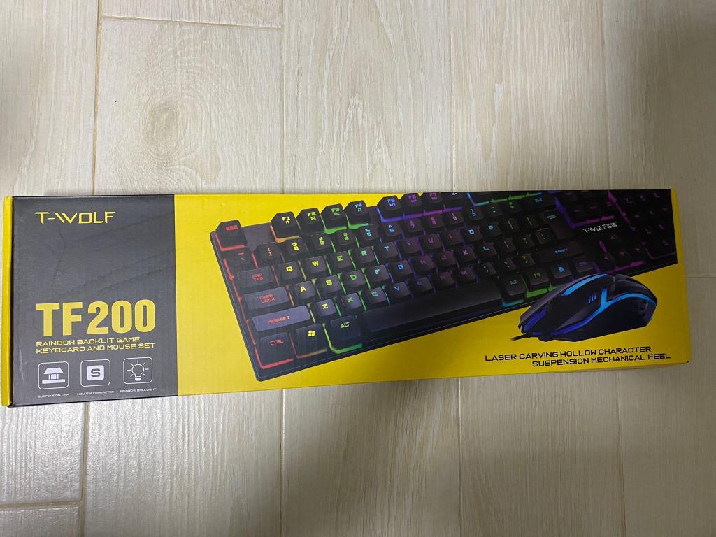 T-WOLF TF200 Rainbow LED Backlight Mechanical Feel Gaming Keyboard and ...