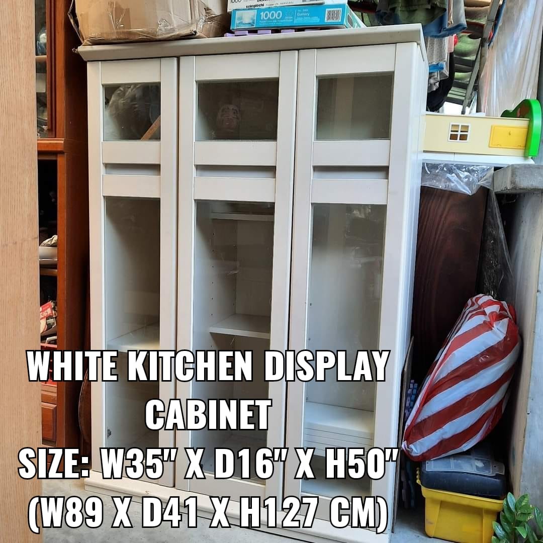 UNIQUE WHITE KITCHEN DISPLAY CABINET - 2 PANEL DOORS, 1 SLIDING/PANEL ...