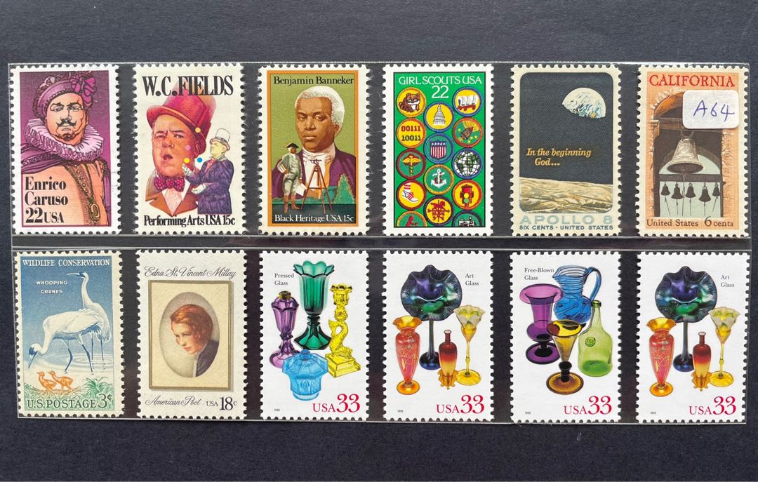 A64 - USA Famous People, Girl Scouts & Art Glass Set Commemorative Mint ...