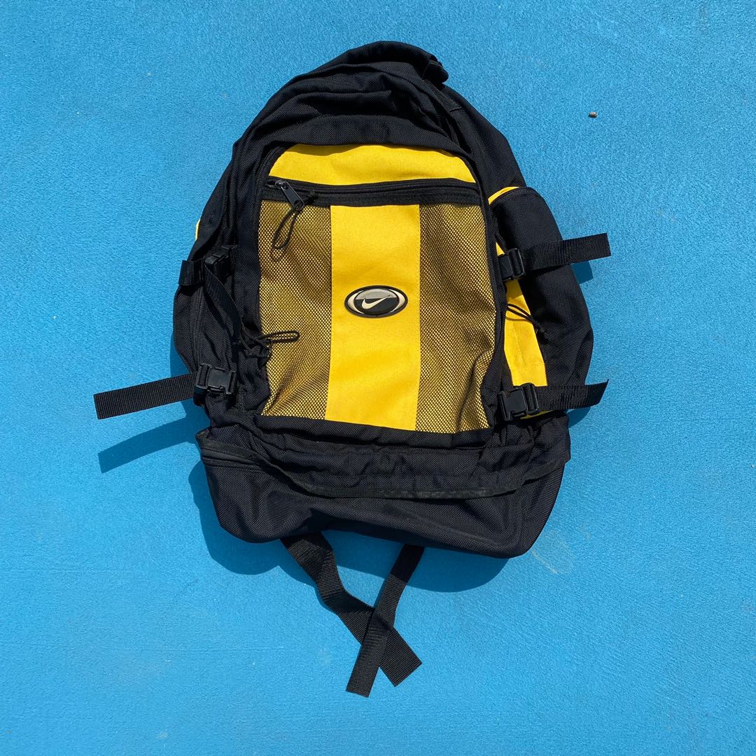 Vintage 90s Nike Swoosh Yellow Backpack, Men's Fashion, Bags, Backpacks ...