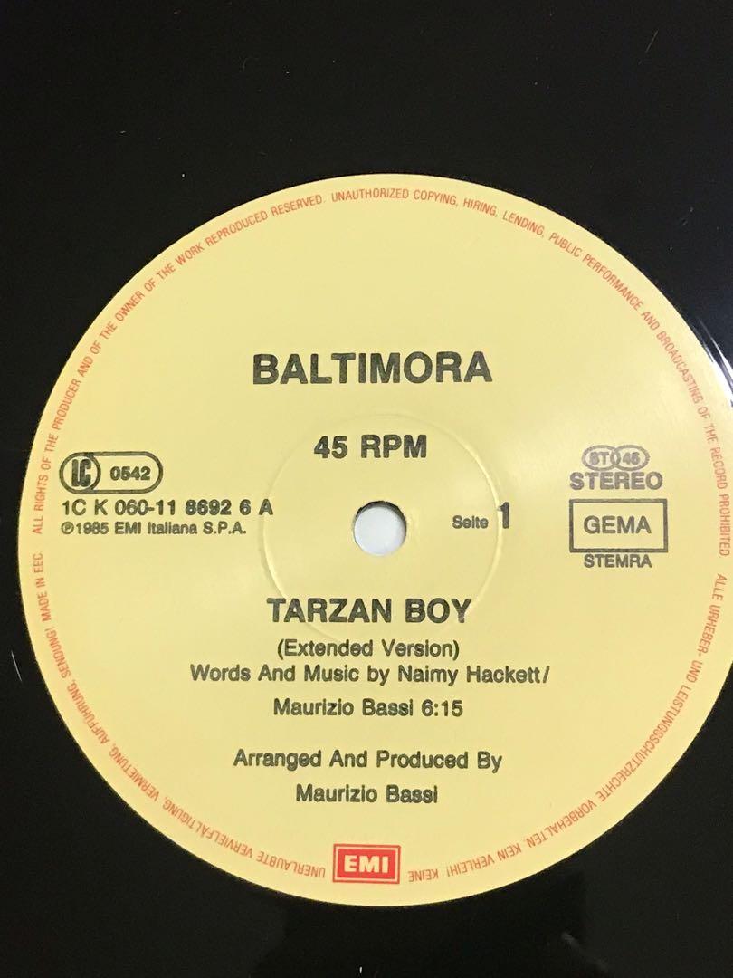 Vinyl Record 12” Single- Baltimora - Tarzan Boy, Hobbies & Toys, Music ...