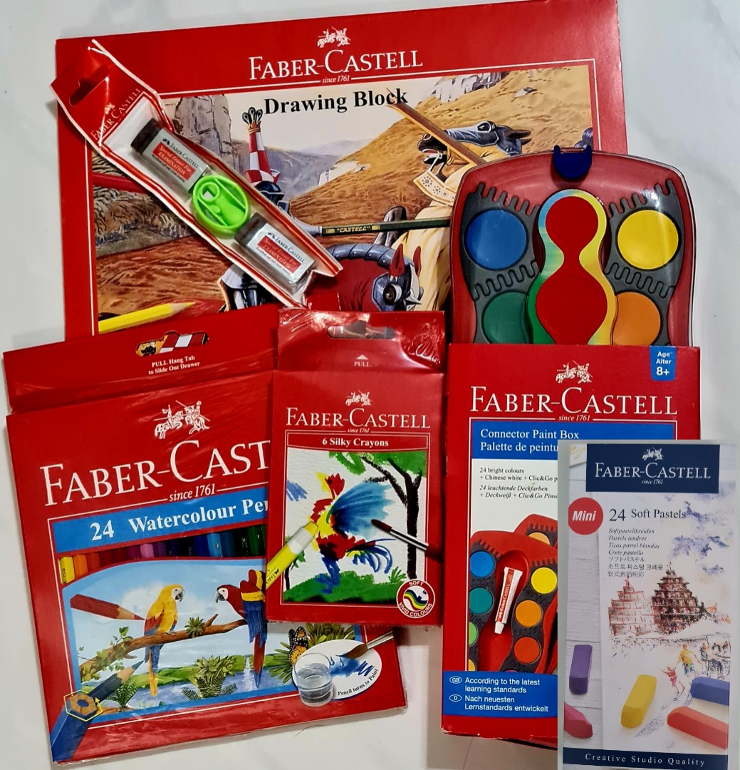 Faber Castell Watercolour Pencil Pan Soft Pastel Drawing Block, Hobbies ...