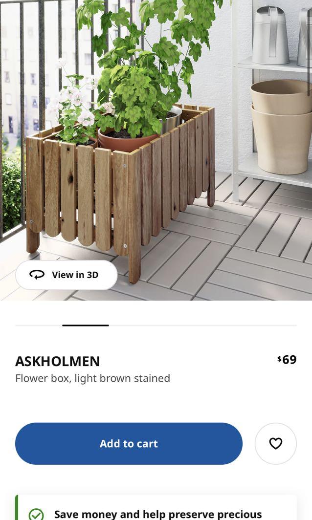 Ikea Askholmen wooden planter, Furniture & Home Living, Gardening, Pots ...