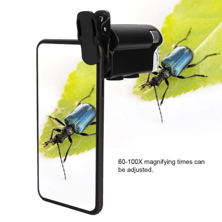 Magnifier Microscope,60-100X Portable Clip Microscope,Glass LED ...