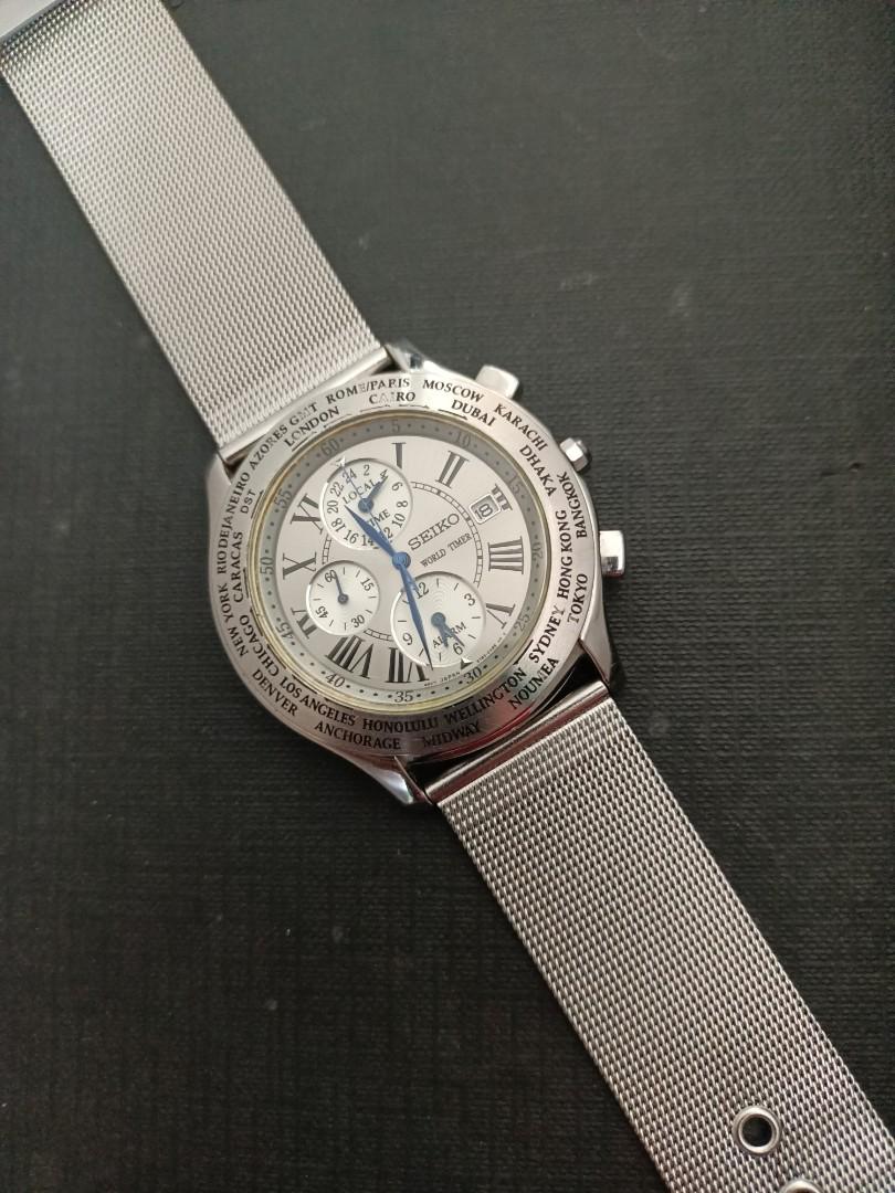 Rare Seiko World Timer 5T82-0AB0 Quartz Men's, Men's Fashion, Watches ...