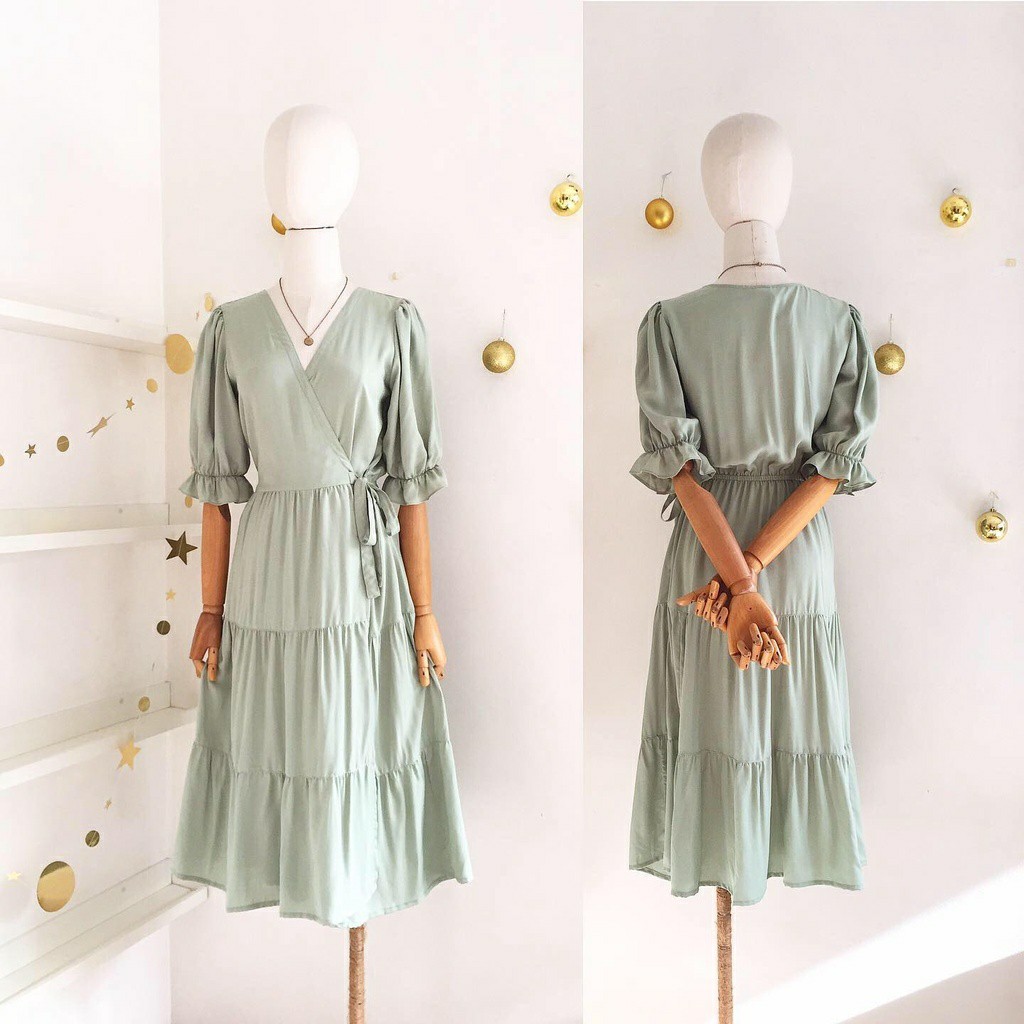 Sage Green Overlap Dress by Shop Nita, Women's Fashion, Dresses & Sets ...