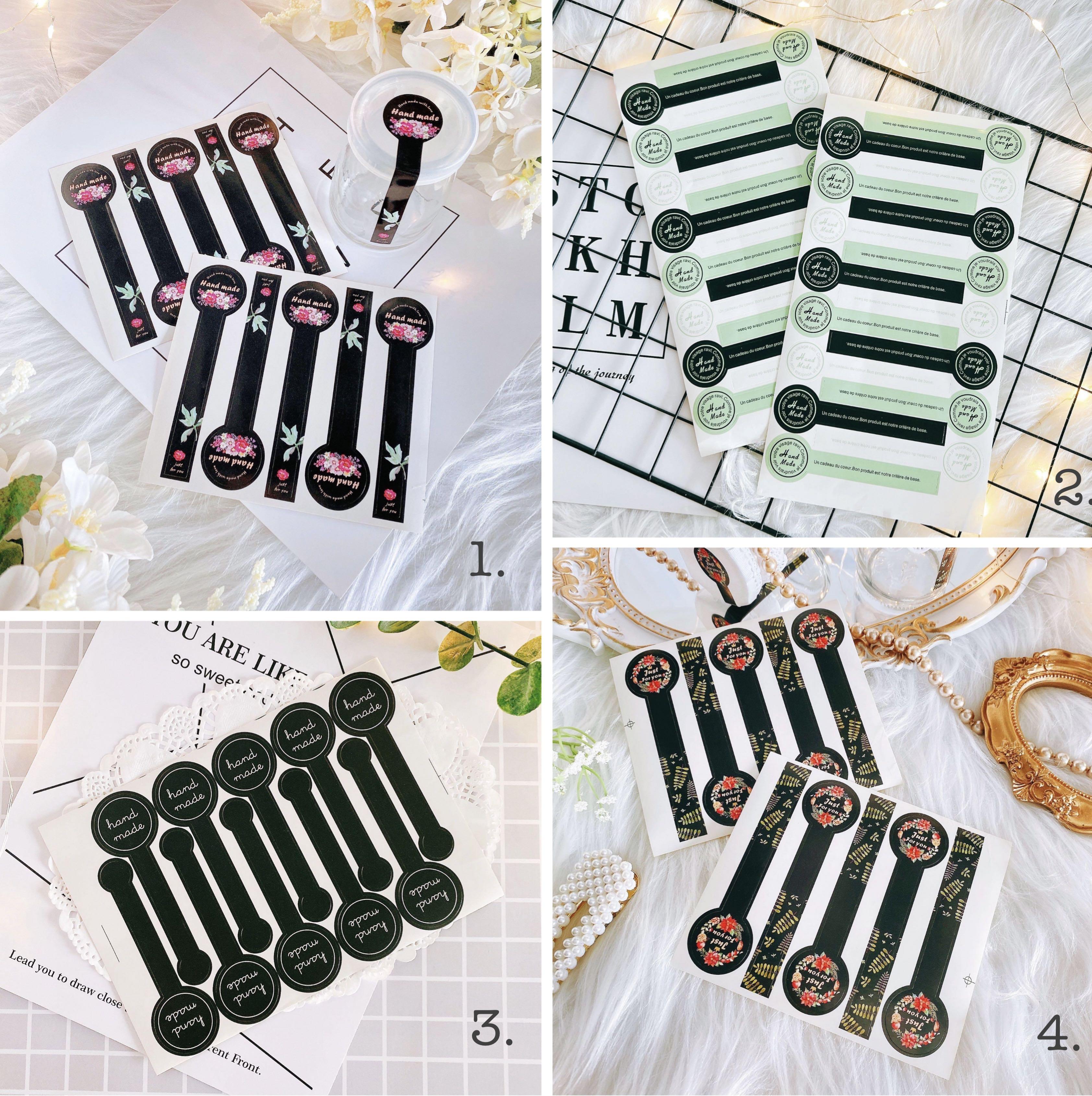 Sticker, sticker seals, black floral "just for you" long jar seal ...