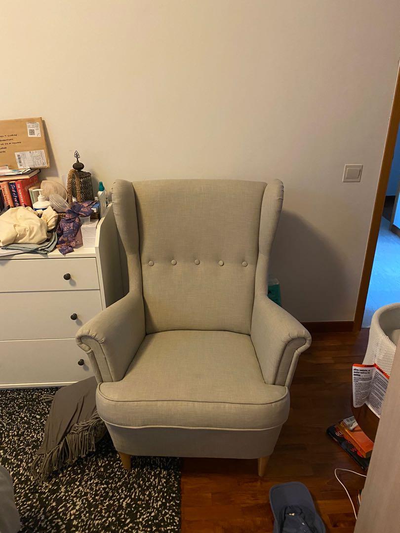 STRANDMON Wing chair, Nordvalla dark grey, Furniture & Home Living ...