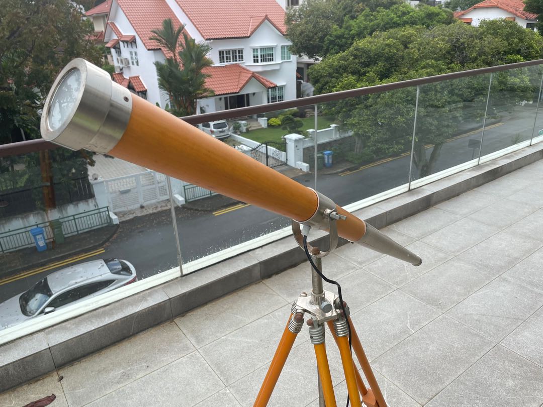 Vintage Wooden Telescope Lamp, Furniture & Home Living, Lighting & Fans ...